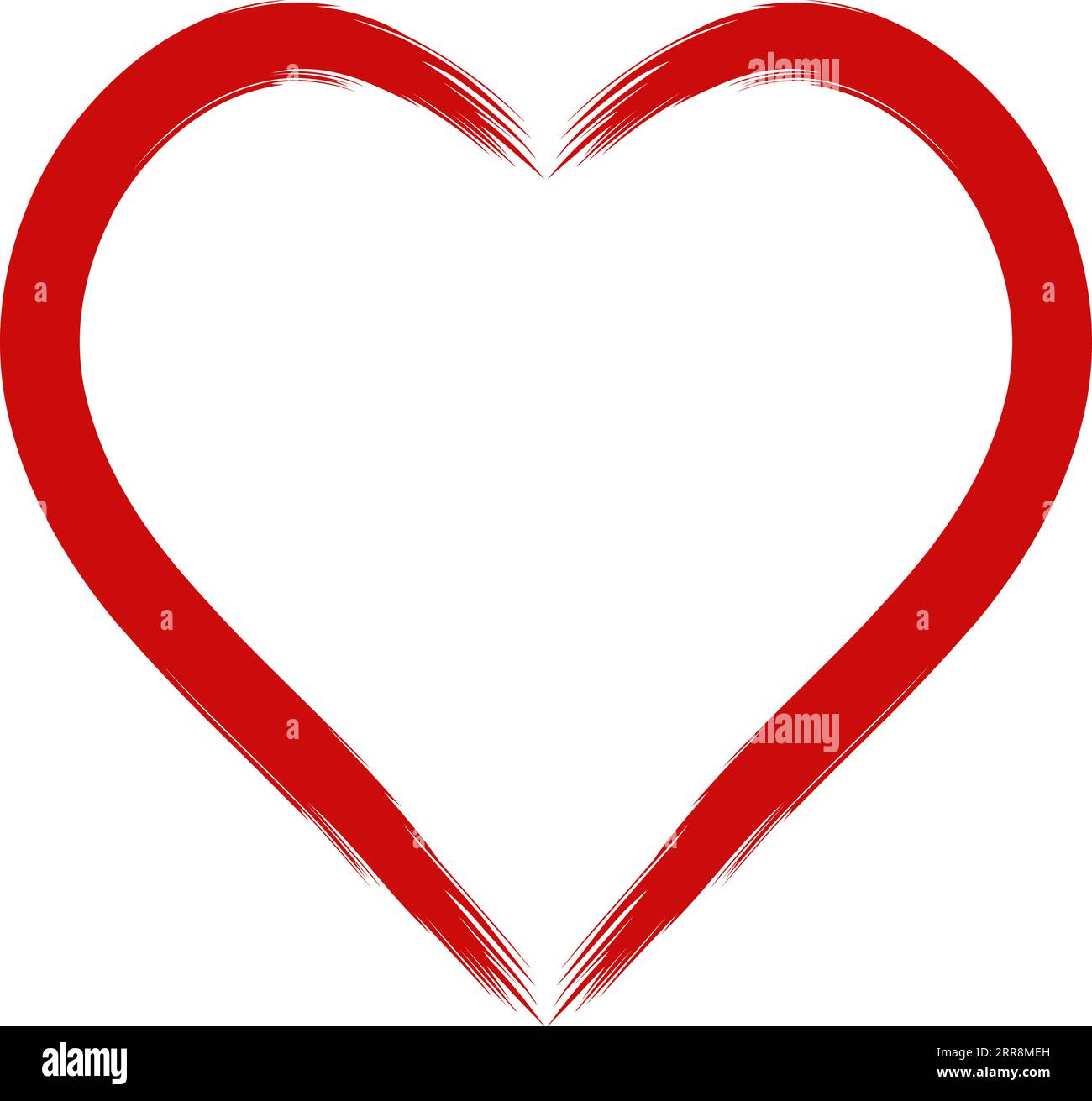 Contours red heart strip hand draw stiff brush shape lovers Stock ...