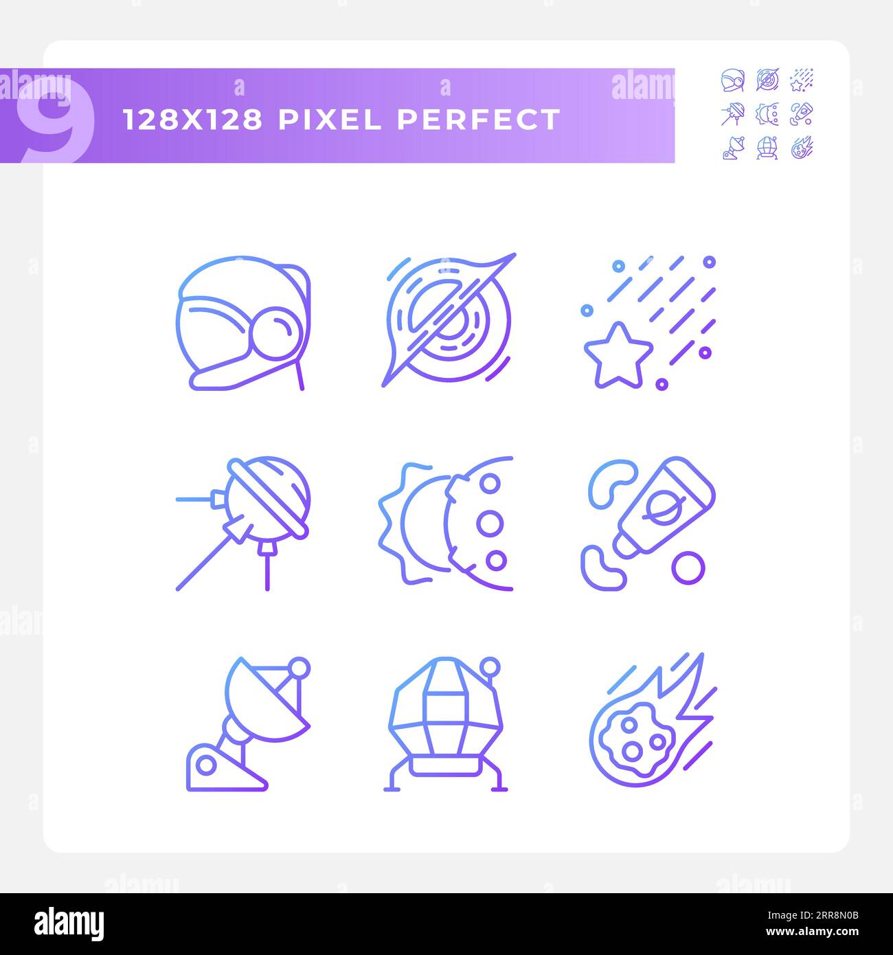 Space station pixel perfect gradient linear vector icons set Stock Vector Image & Art - Alamy