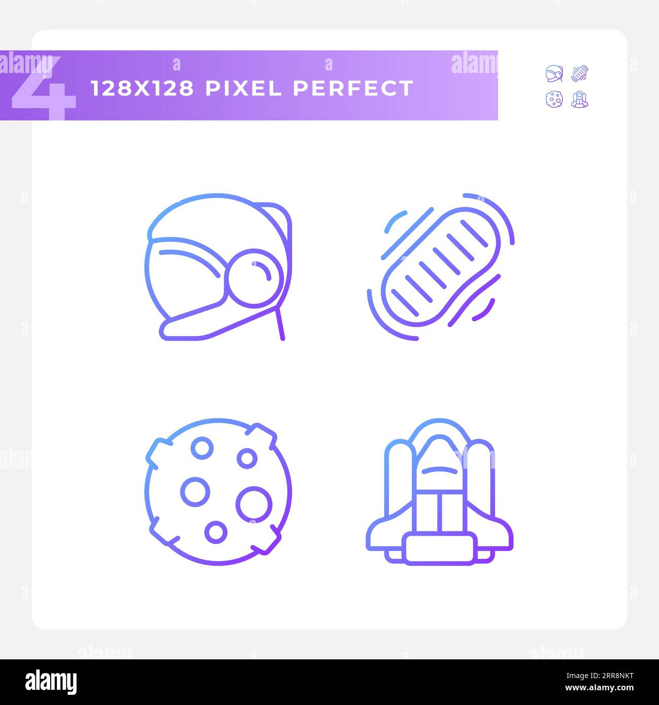 Moon landing pixel perfect gradient linear vector icons set Stock ... Moon landing pixel perfect gradient linear vector icons set Stock ...