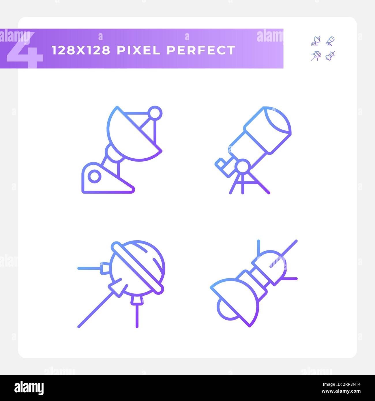 Space technology pixel perfect gradient linear vector icons set Stock ...