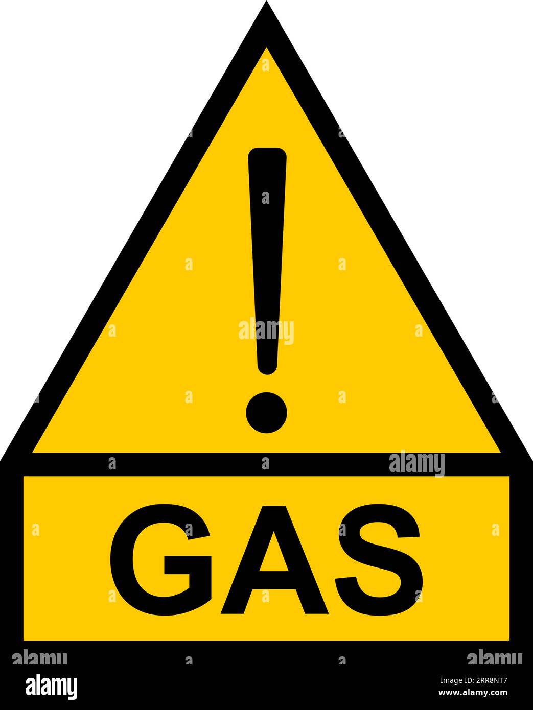 Yellow hazard warning sign exclamation mark text word gas pipeline ...