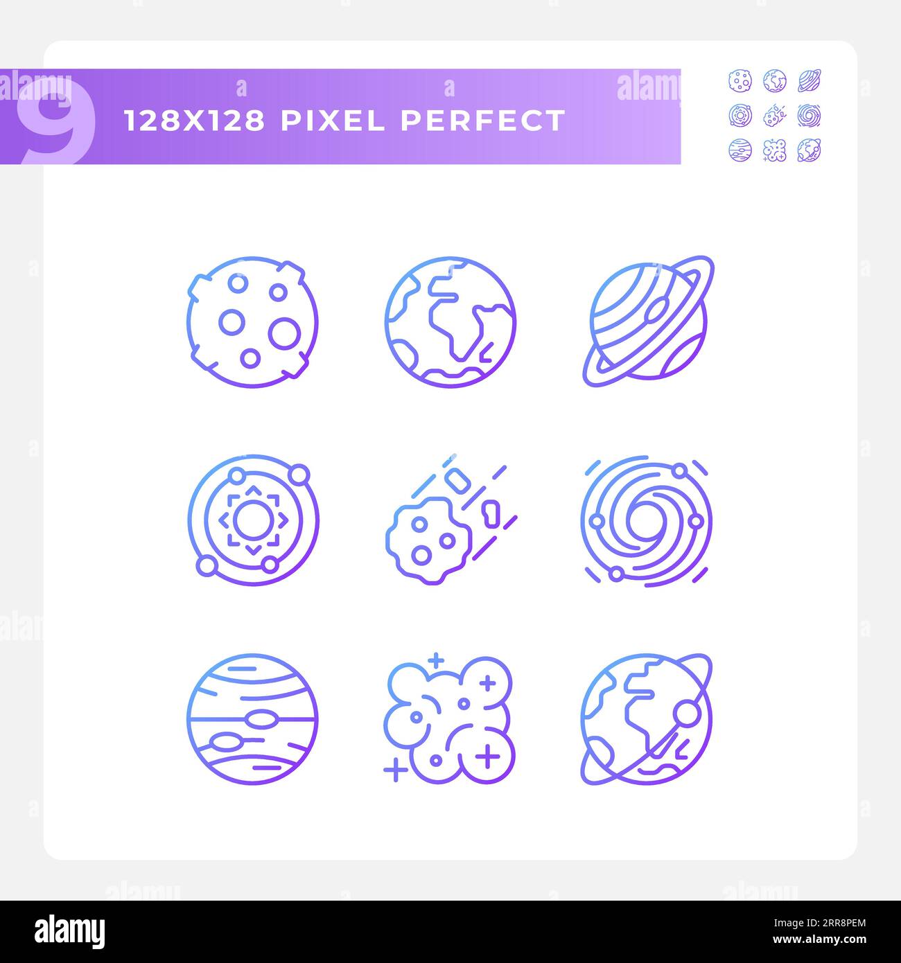 Celestial bodies pixel perfect gradient linear vector icons set Stock Vector Image & Art - Alamy
