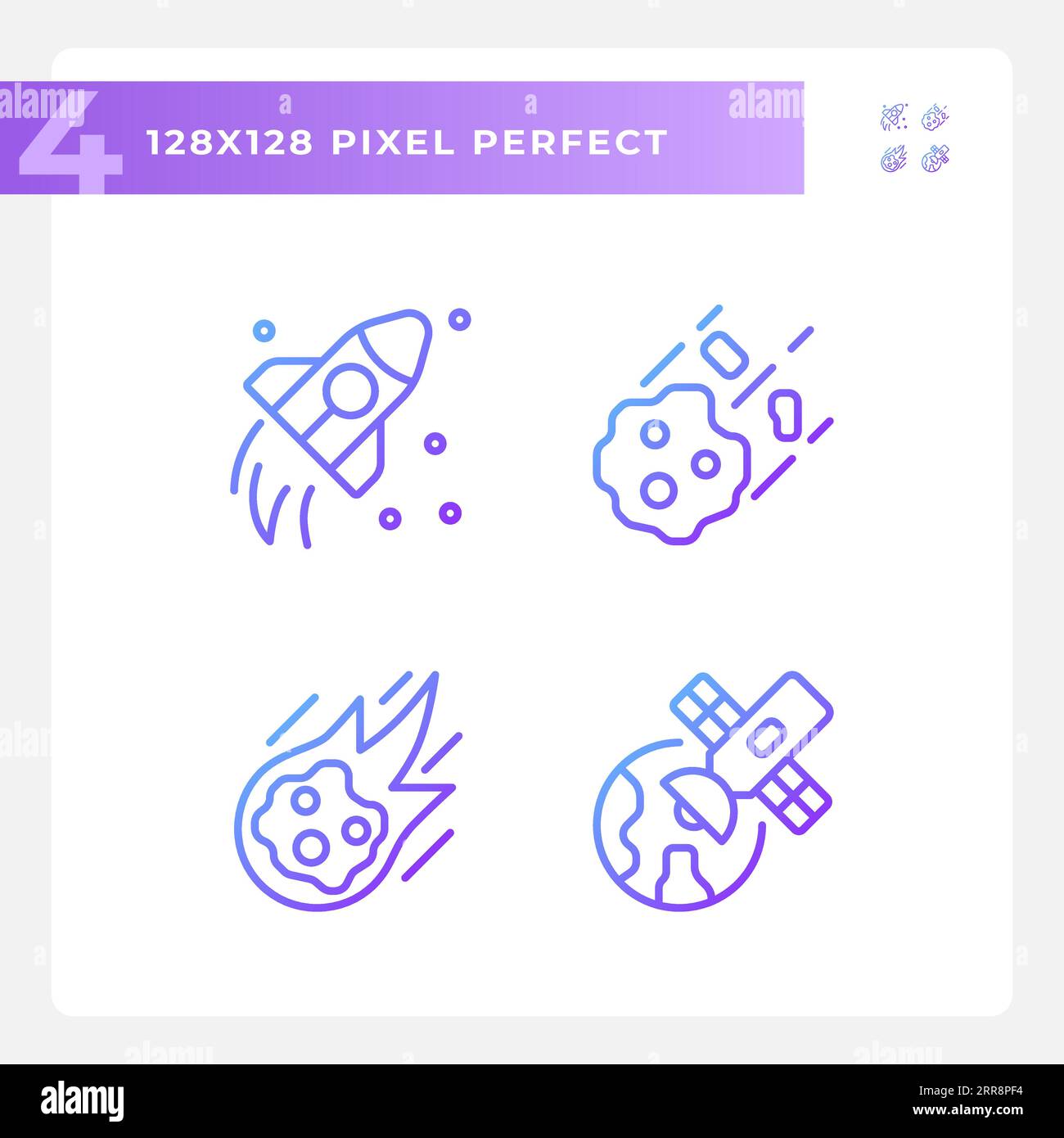Cosmic exploration pixel perfect gradient linear vector icons set Stock ...
