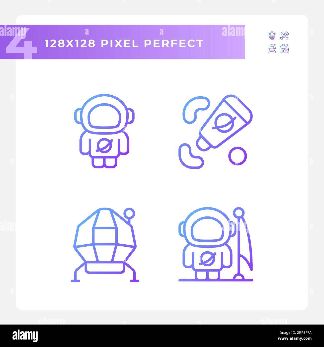Moon mission pixel perfect gradient linear vector icons set Stock ... Moon mission pixel perfect gradient linear vector icons set Stock ...