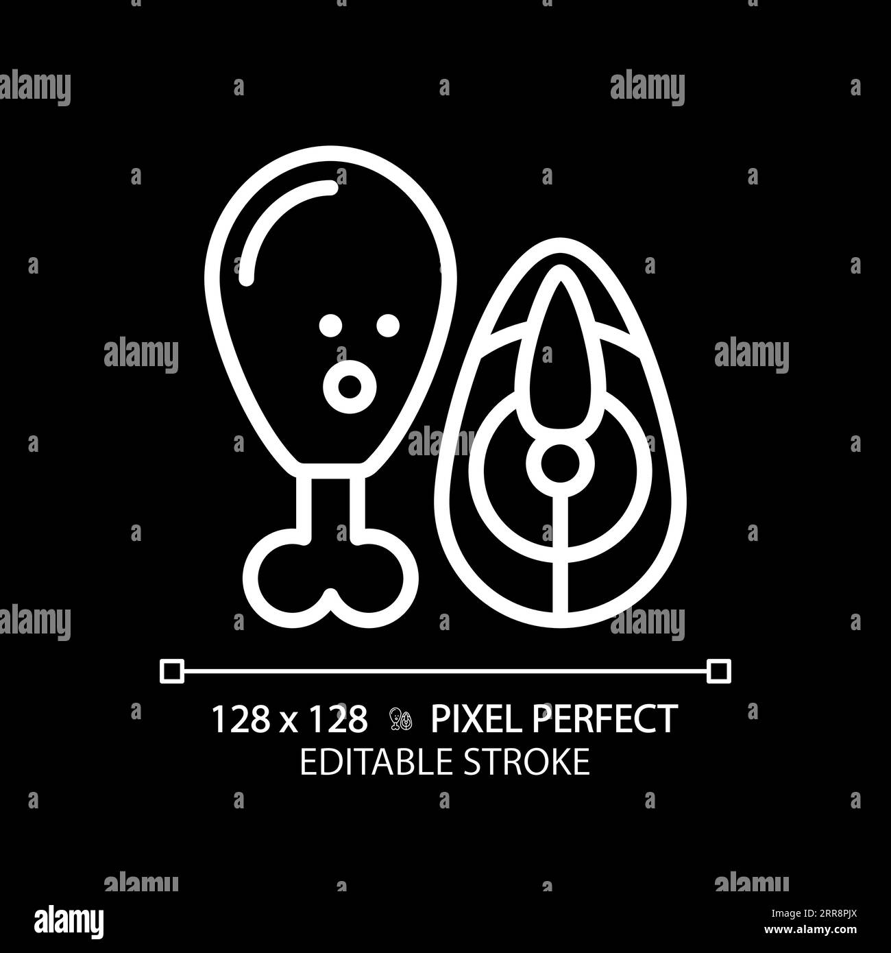 2D customizable thin linear white meat icon Stock Vector Image & Art ...