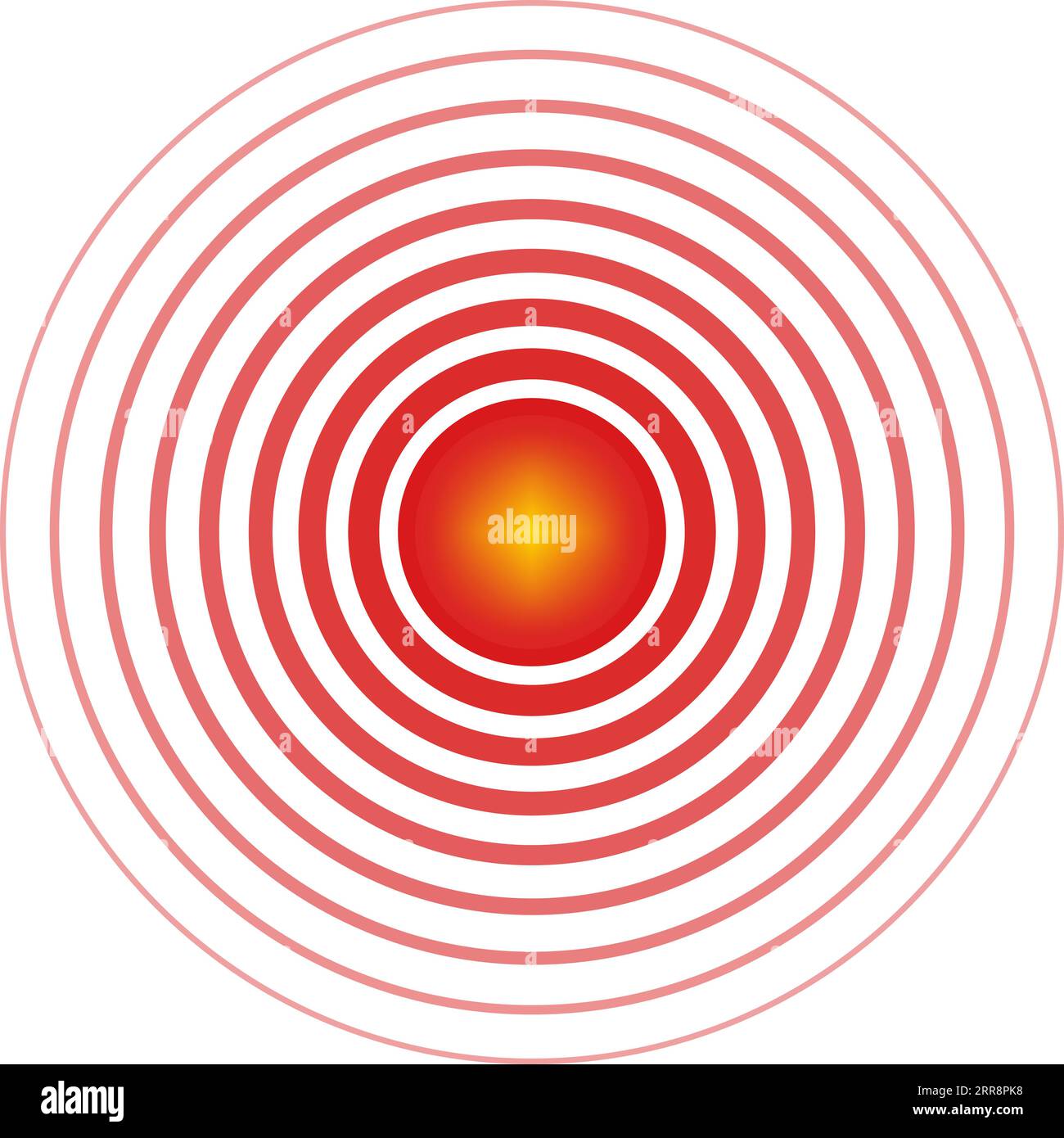 Sign symbol epicenter pain localization red circles with yellow center ...