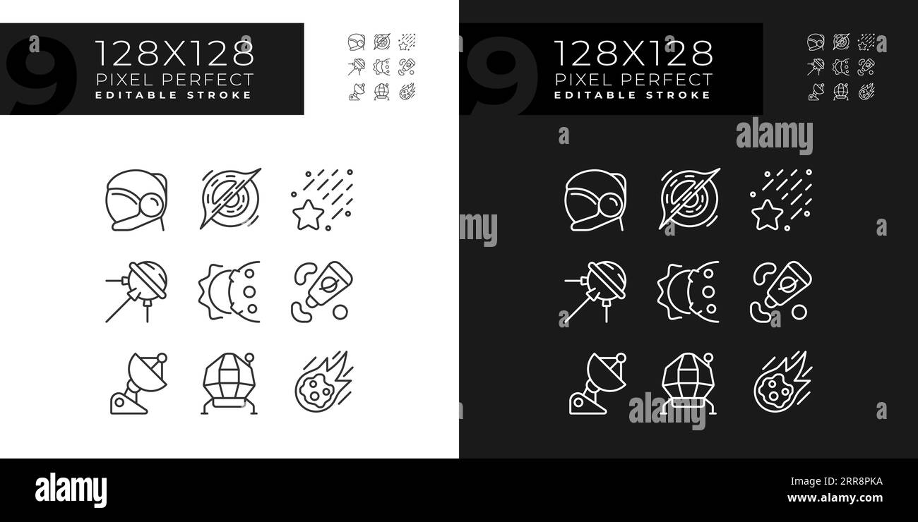 Space station pixel perfect linear icons set for dark, light mode Stock Vector Image & Art - Alamy