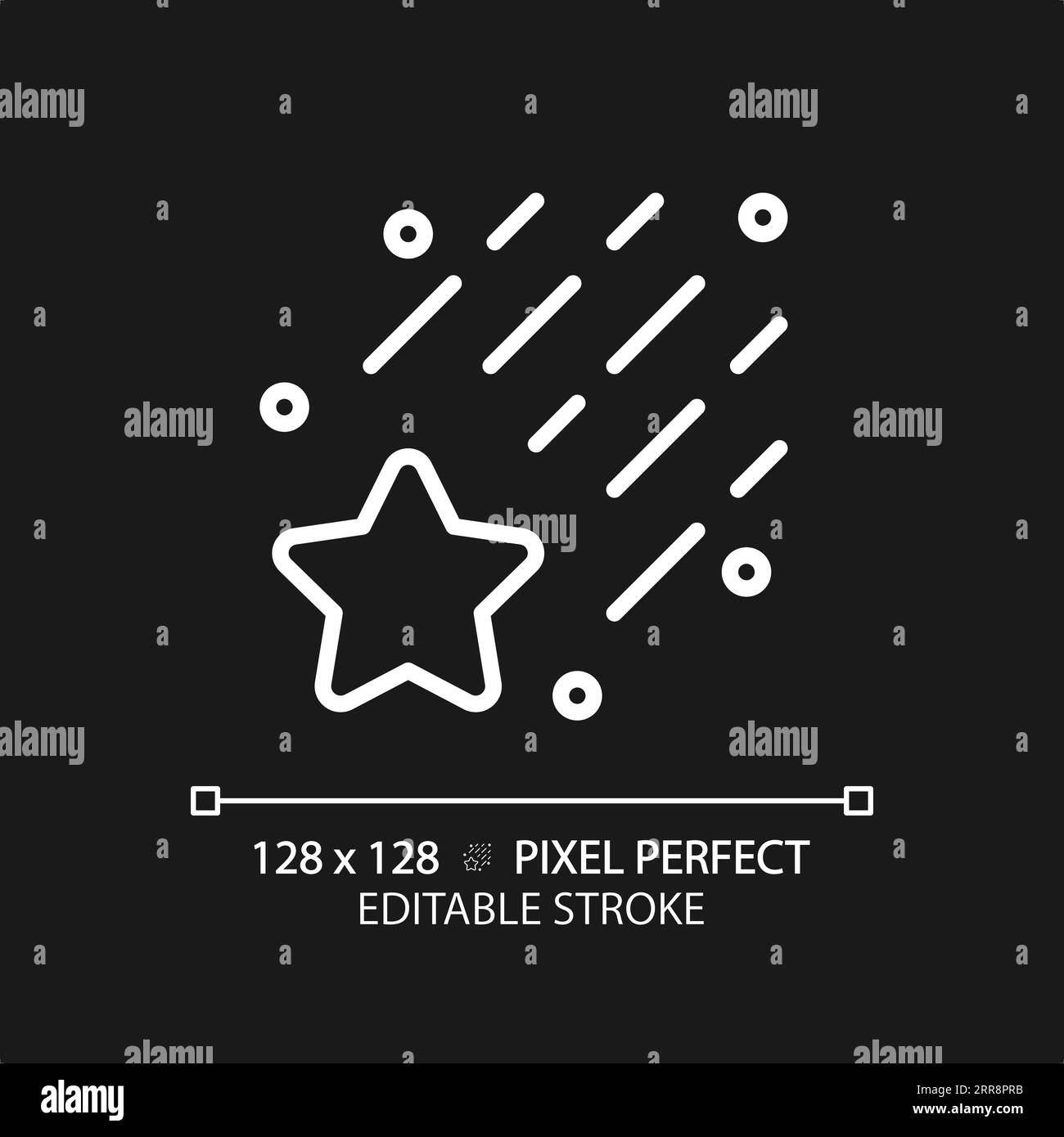 Falling star pixel perfect white linear icon for dark theme Stock ...