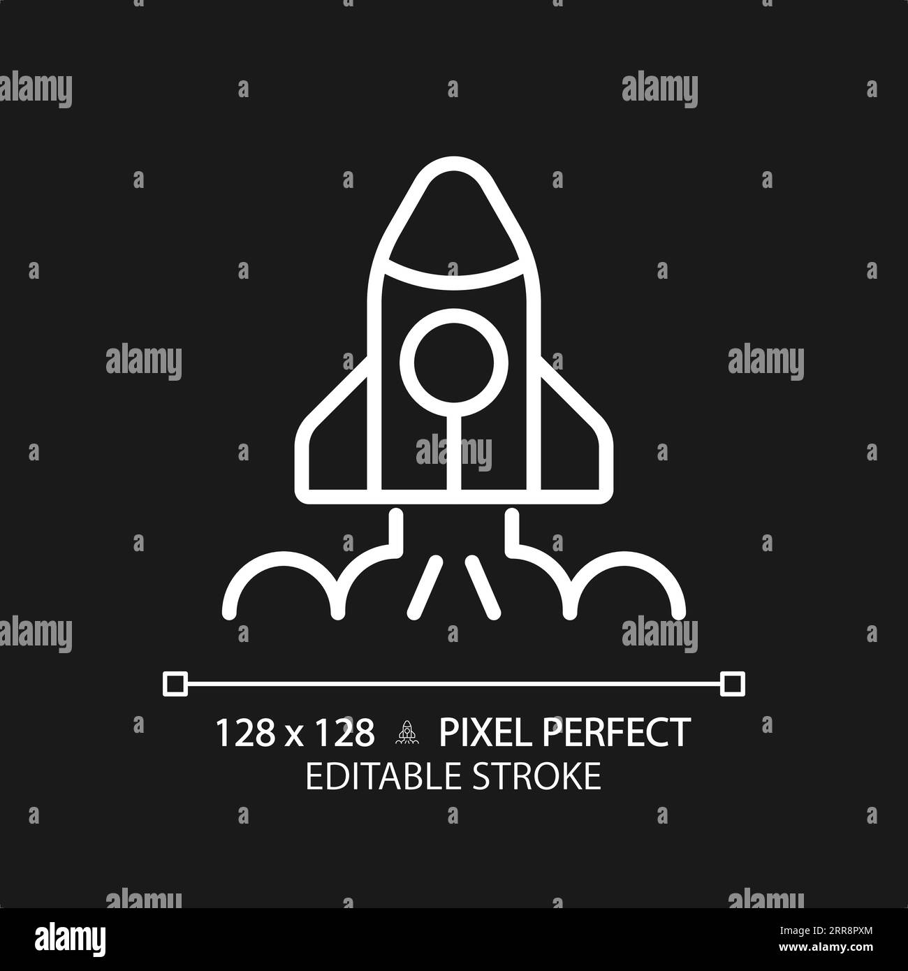 Space launch pixel perfect white linear icon for dark theme Stock ...