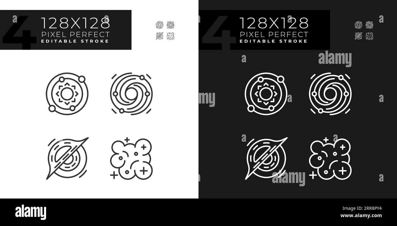 Outer space pixel perfect linear icons set for dark, light mode Stock Vector Image & Art - Alamy