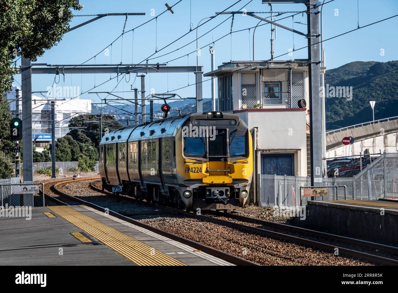 Suburban commuter train at Petone, Hutt Valley, Wellington, North ...