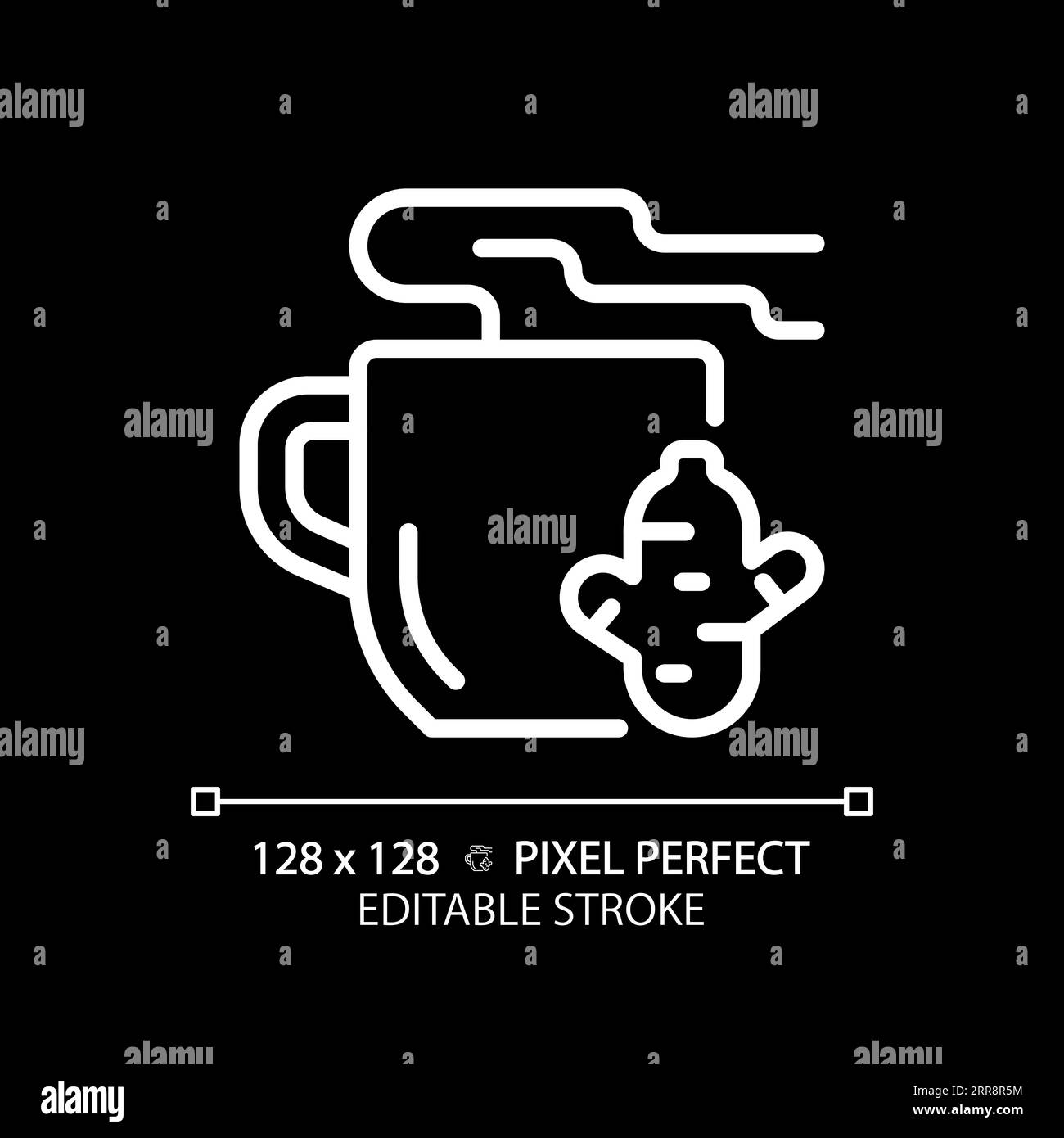 2D customizable thin linear white ginger tea icon Stock Vector Image ...