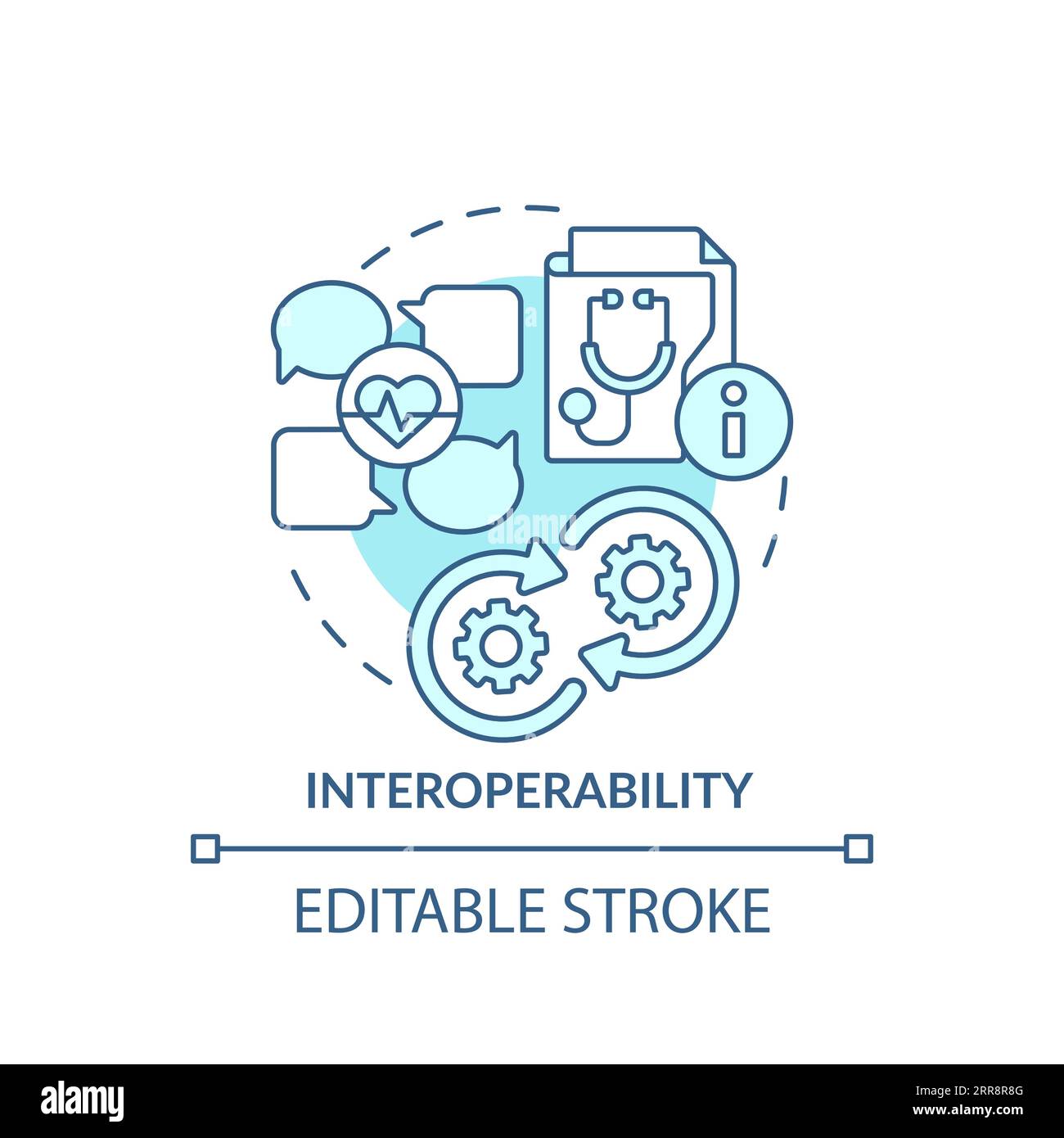 2D thin line blue icon interoperability concept Stock Vector Image ...