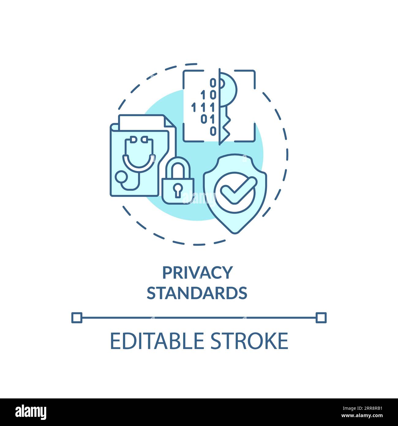 2D thin line blue icon privacy standards concept Stock Vector Image ...