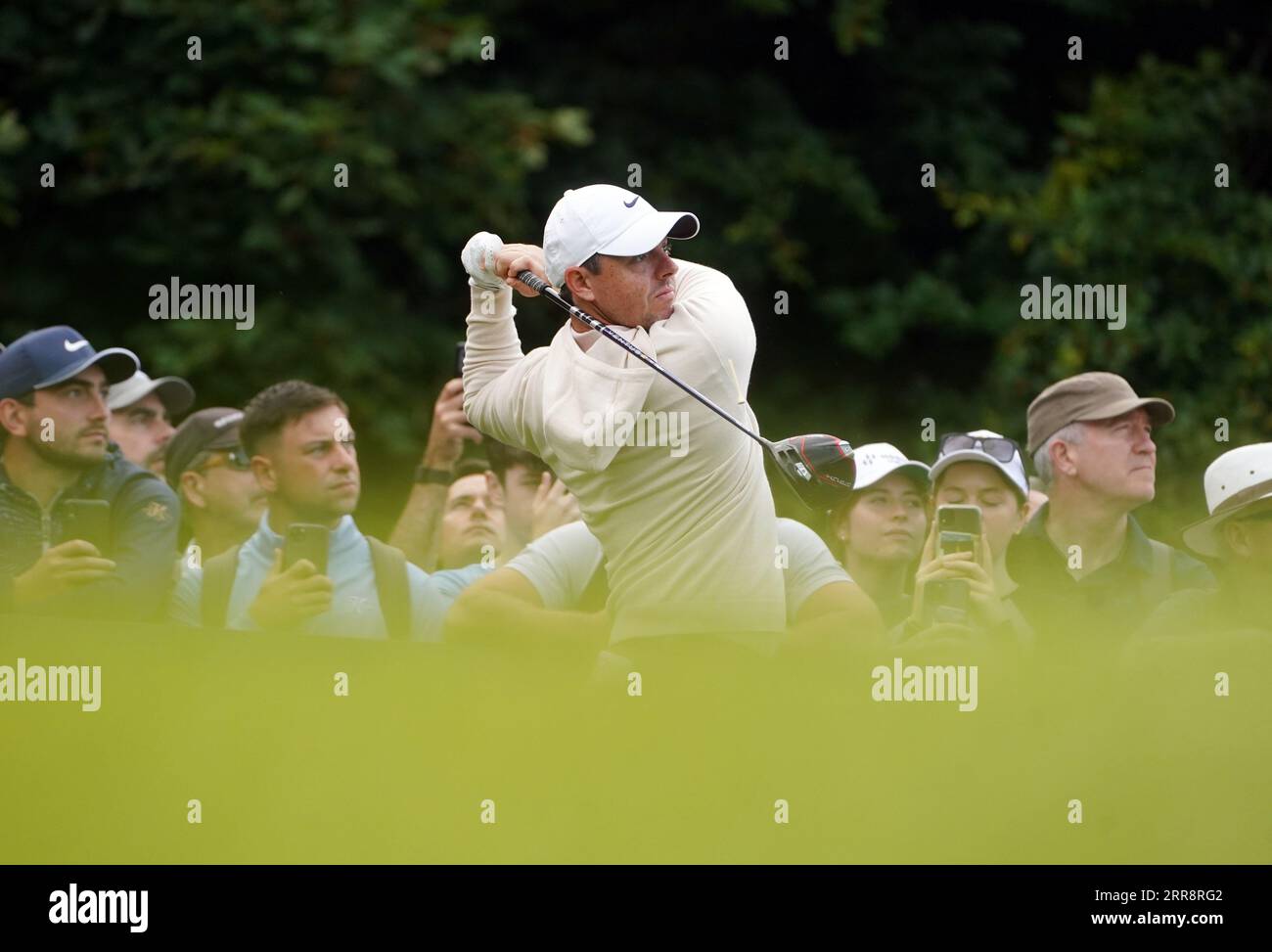 Rory McIlroy tees off the 16th during day one of the 2023 Horizon Irish ...
