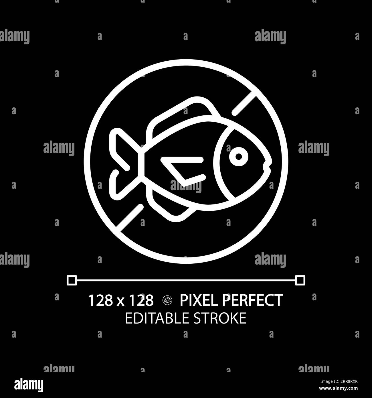 2D customizable thin linear white fish free icon Stock Vector Image ...