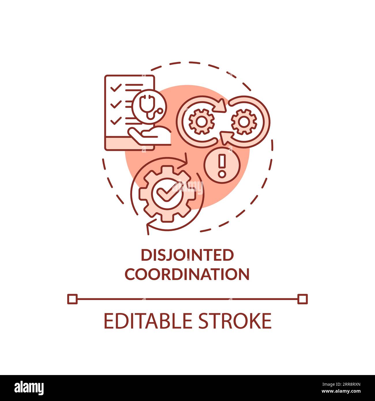 2d Thin Line Red Icon Disjointed Coordination Concept Stock Vector