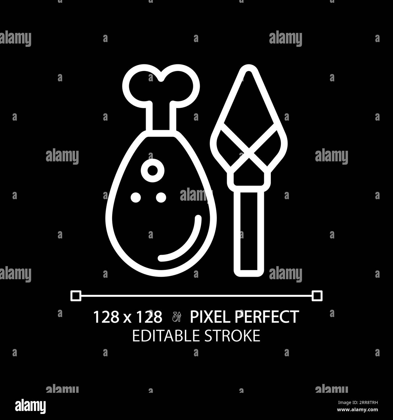 2D customizable thin linear white mediterranean meat icon Stock Vector ...