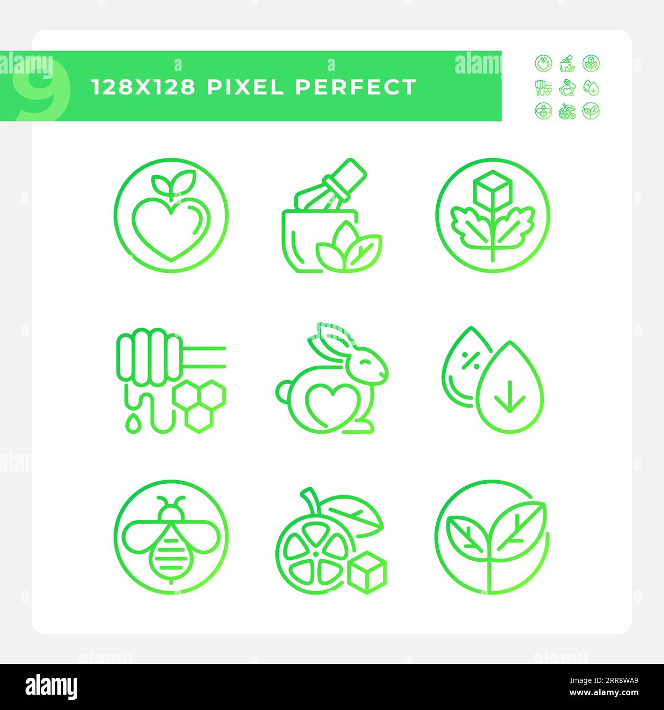 Green gradient allergen free icons pack Stock Vector Image & Art - Alamy