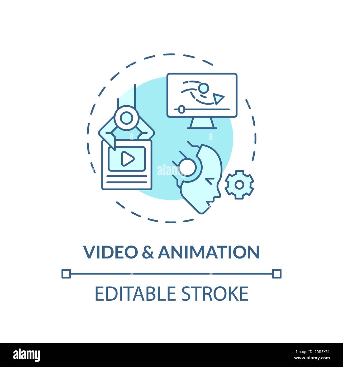 2D customizable video and animation line icon concept Stock Vector ...