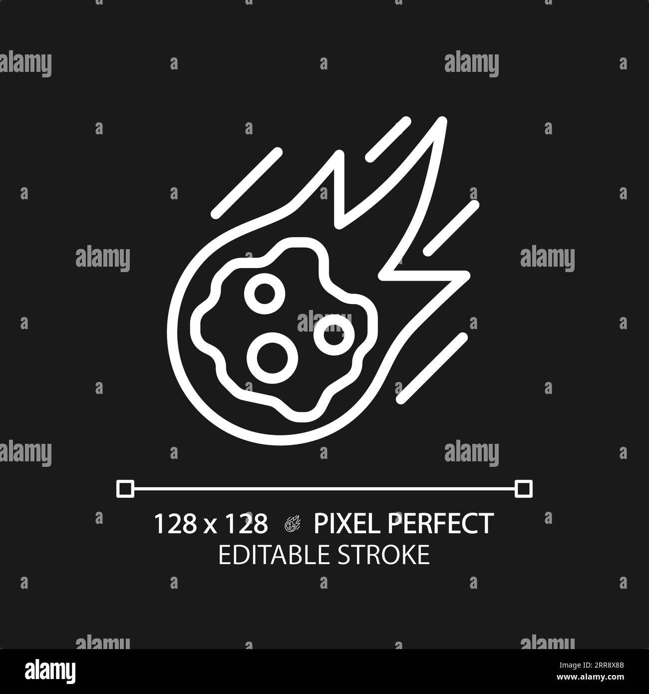 Falling comet pixel perfect white linear icon for dark theme Stock ...