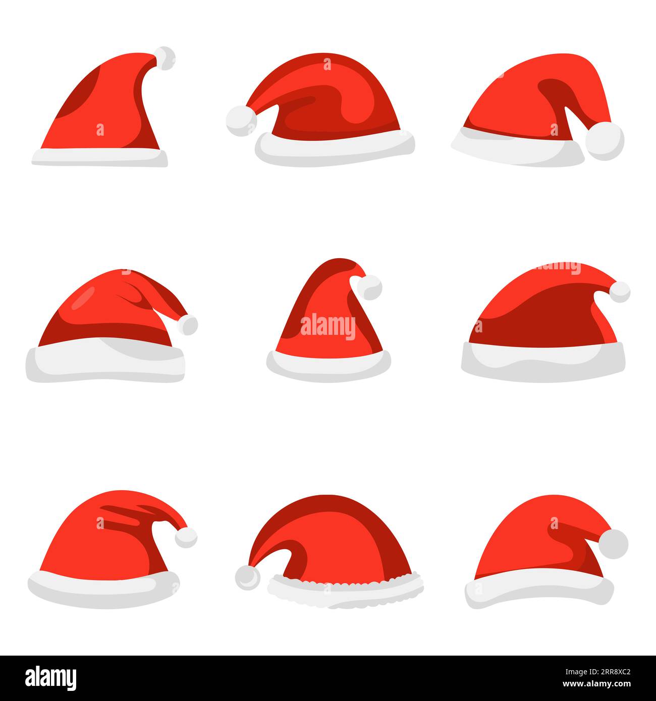 Set christmas santa hat in flat style isolated . Vector illustration ...