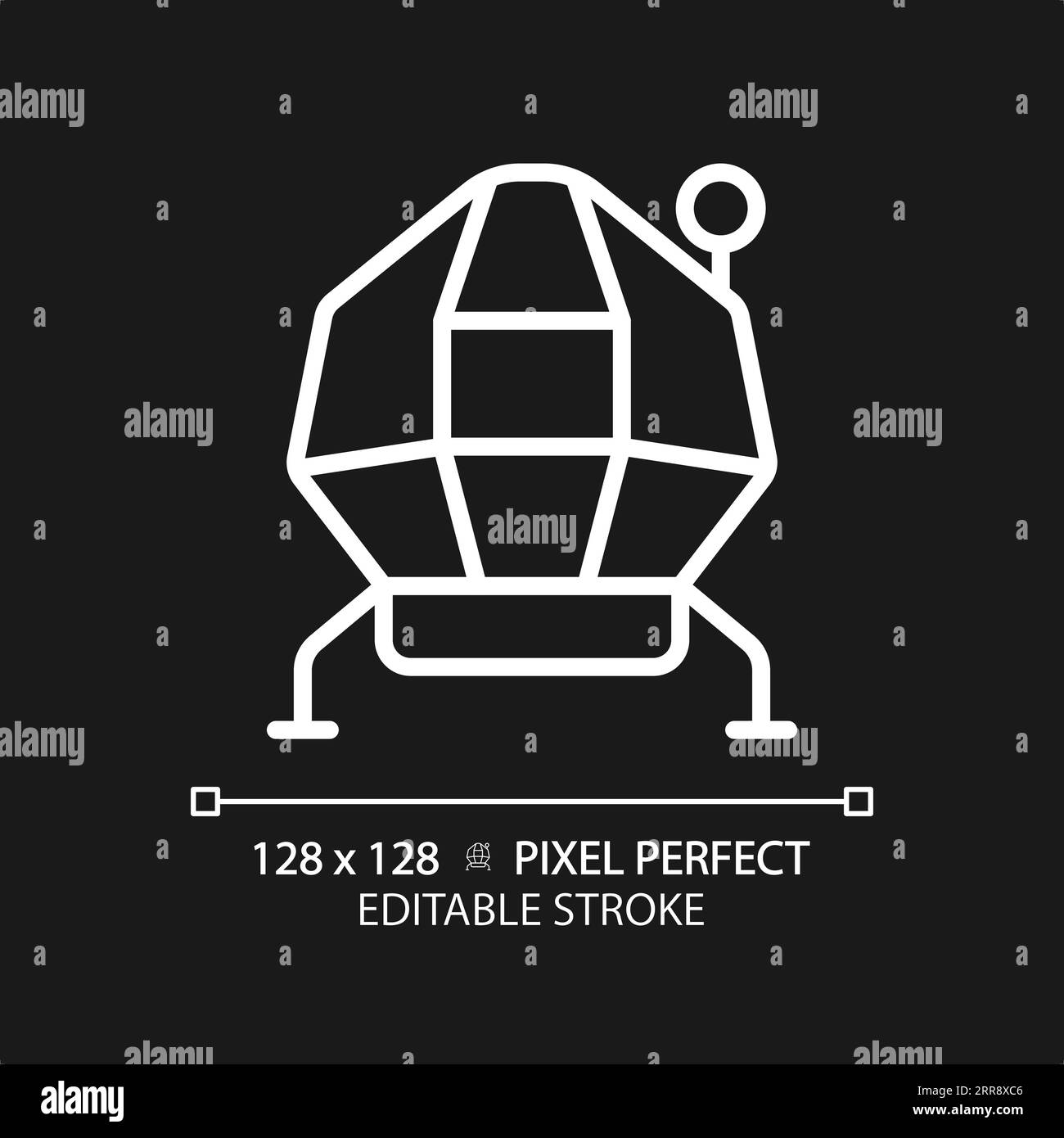 Lunar module pixel perfect white linear icon for dark theme Stock ...