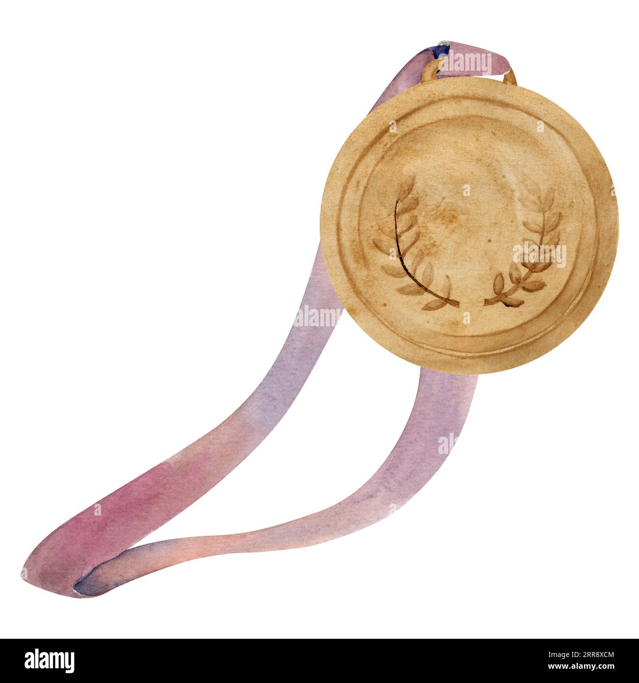 Hand drawn watercolor sports competition trophy prize for first place ...