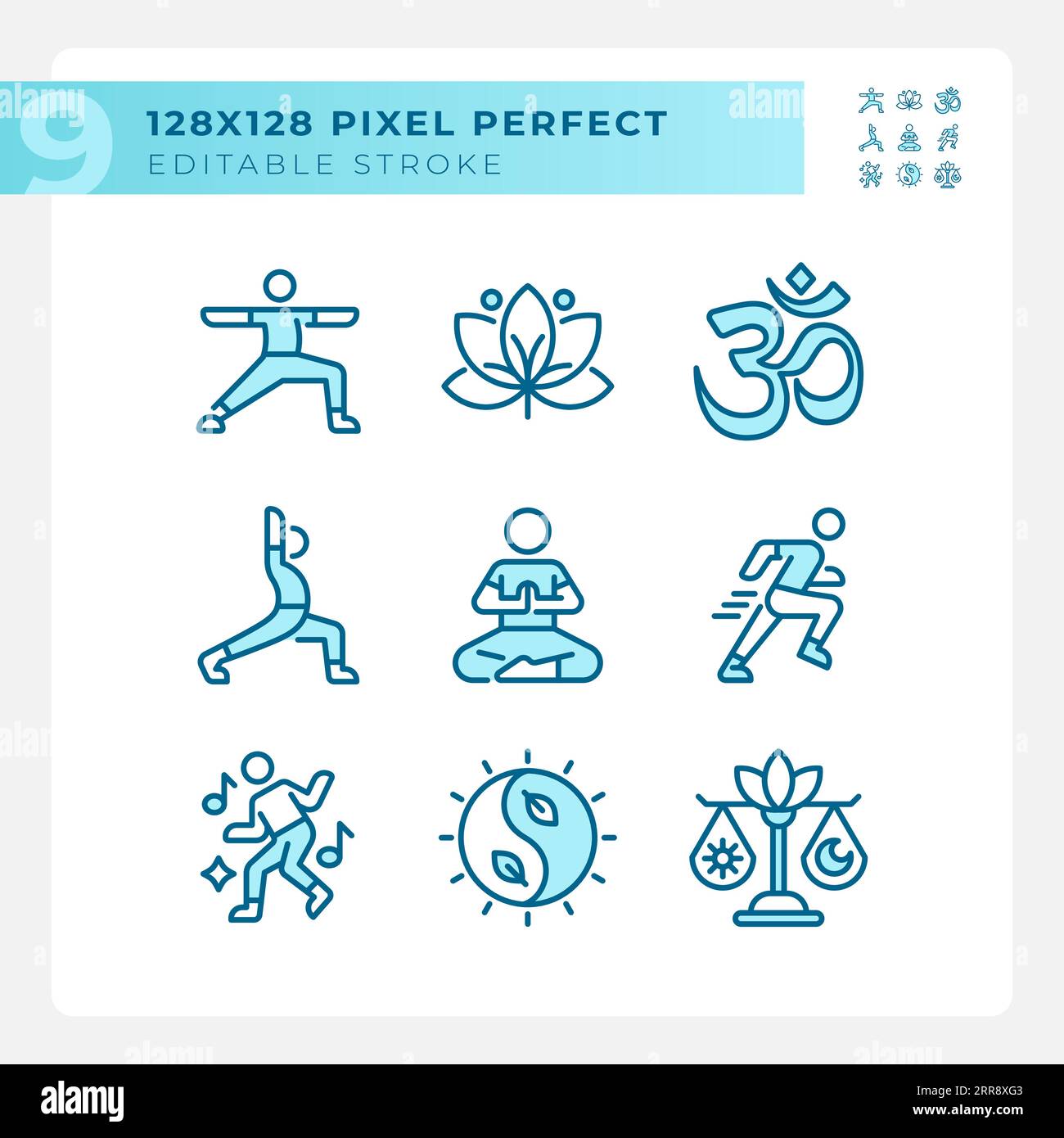 Editable pixel perfect blue meditation icons Stock Vector Image & Art ...