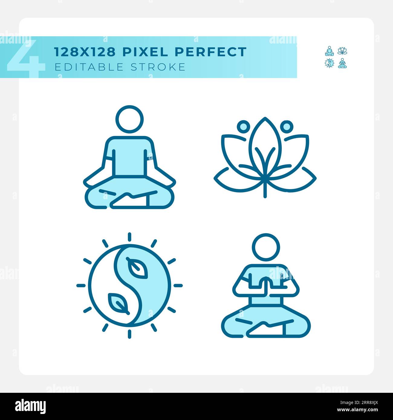 Pixel perfect blue meditation icons set Stock Vector Image & Art - Alamy