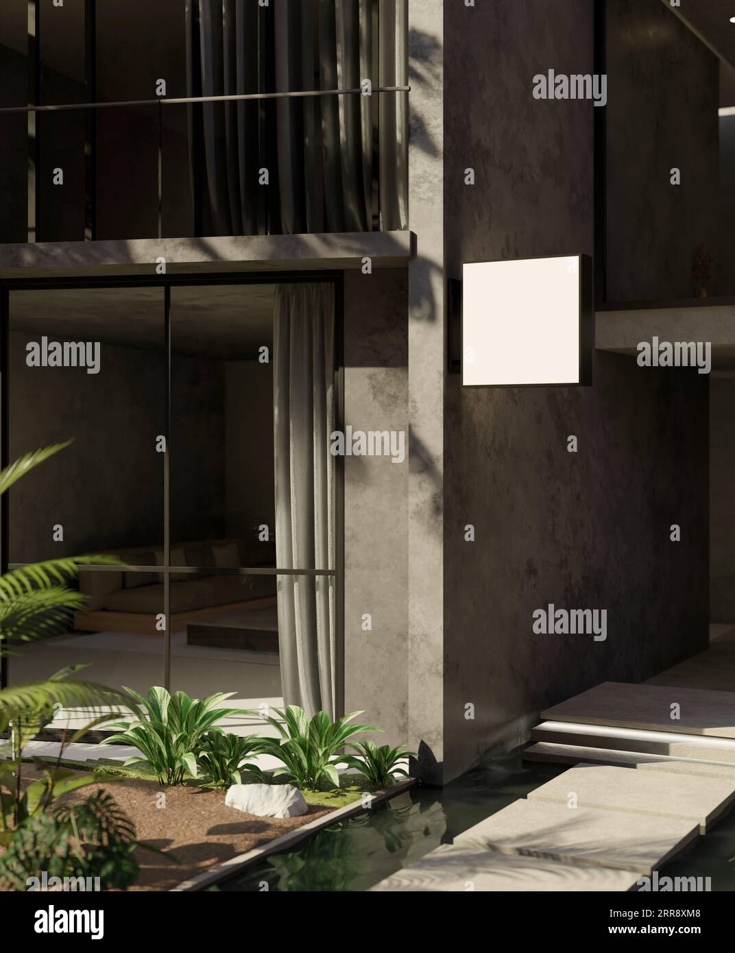 Exterior design of a modern, loft building with cement loft wall, an ...