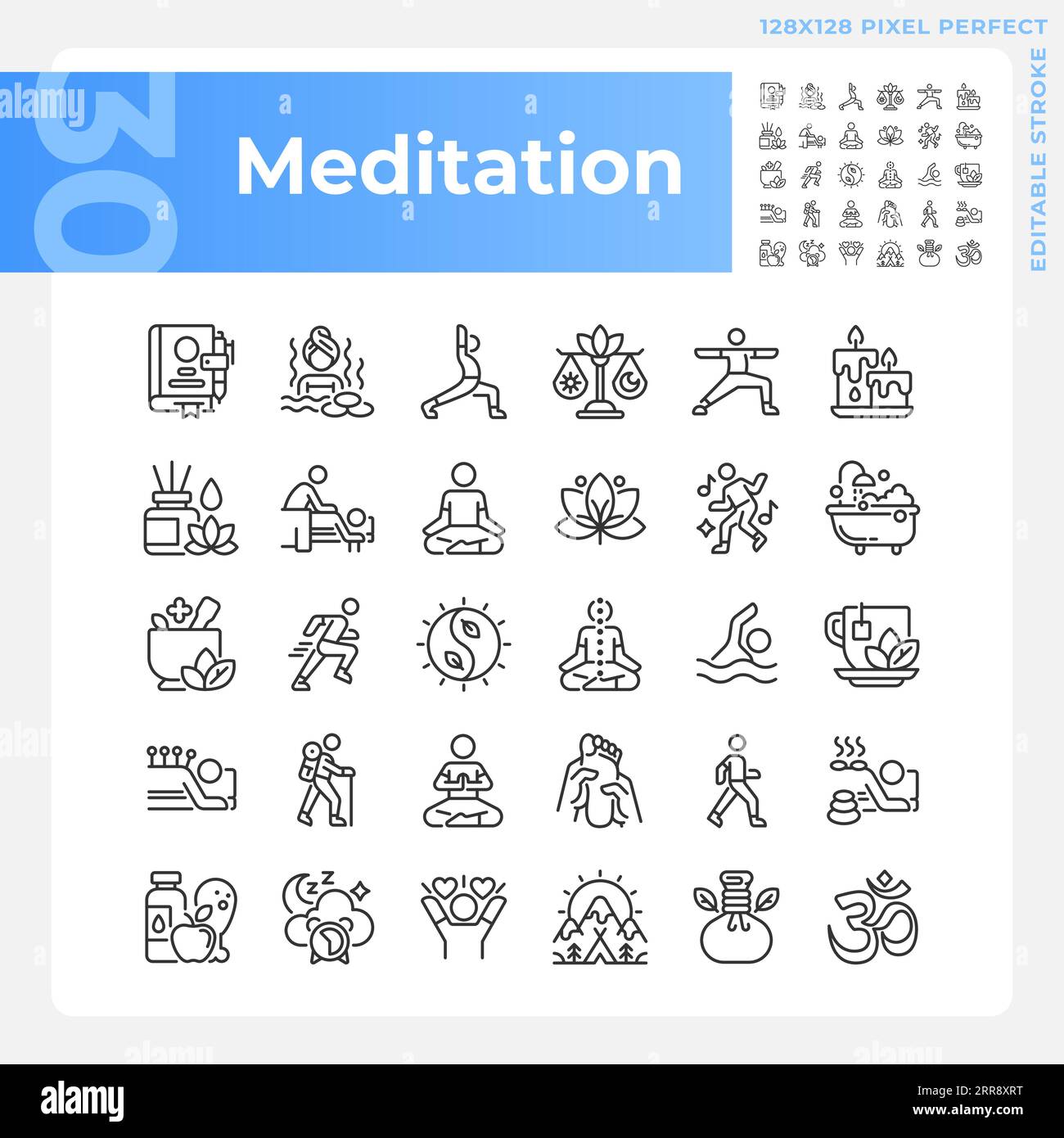 Editable pixel perfect black meditation icons set Stock Vector Image ...