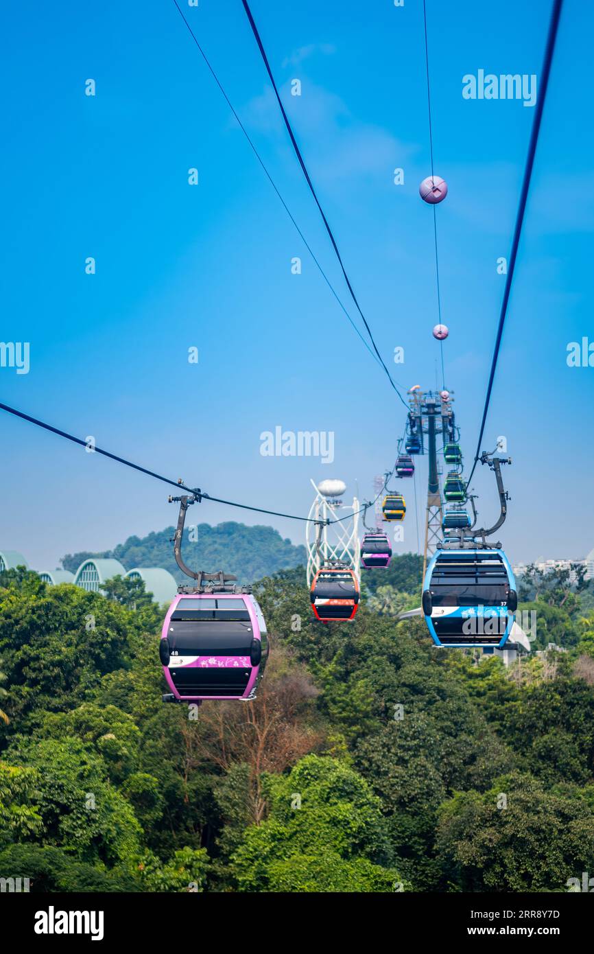 Singapore, August 14, 2023: Sentosa Cable Car is a gondola lift ...