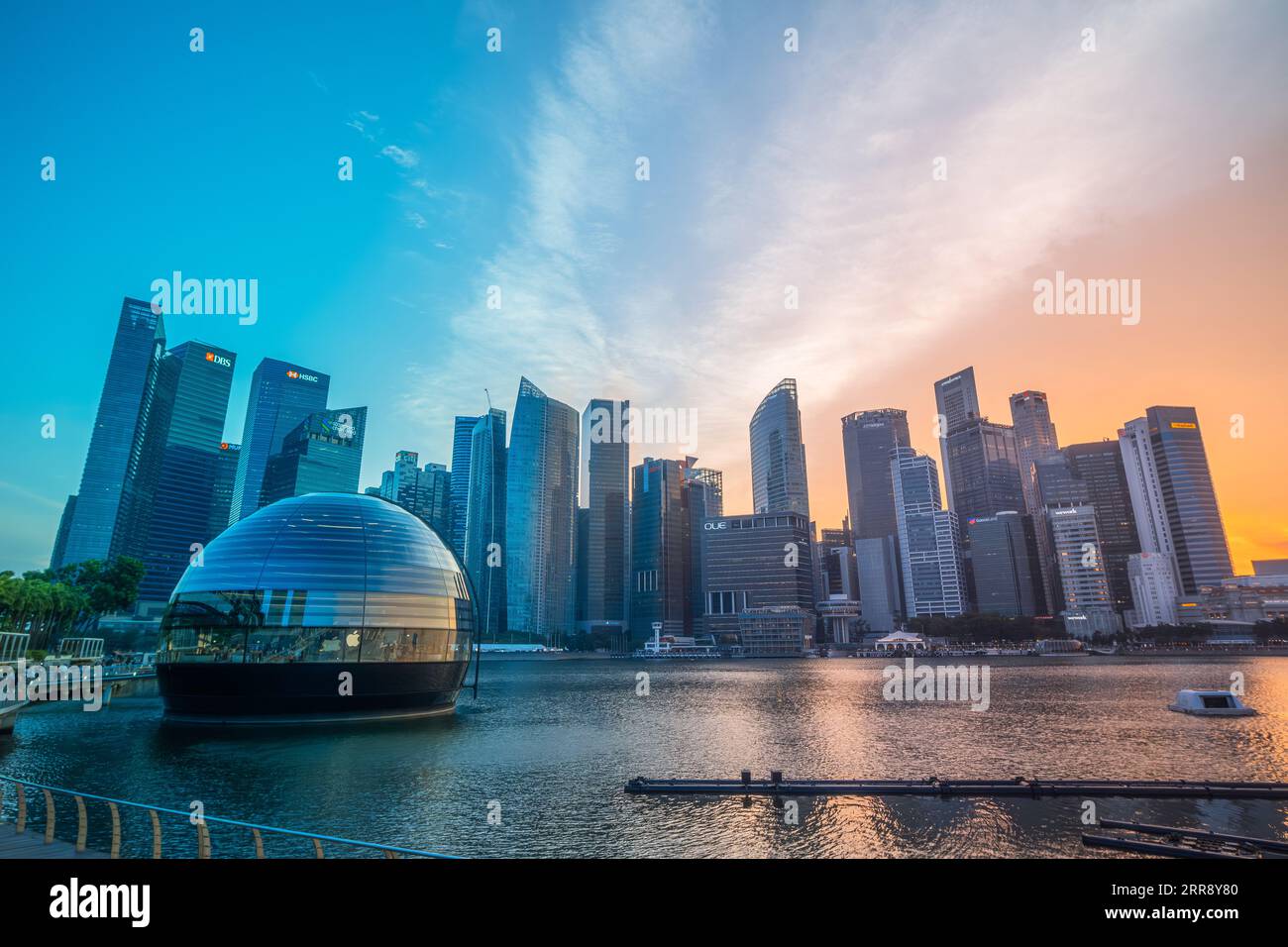 Singapore, August 14, 2023; Floating Apple store at Central Business ...