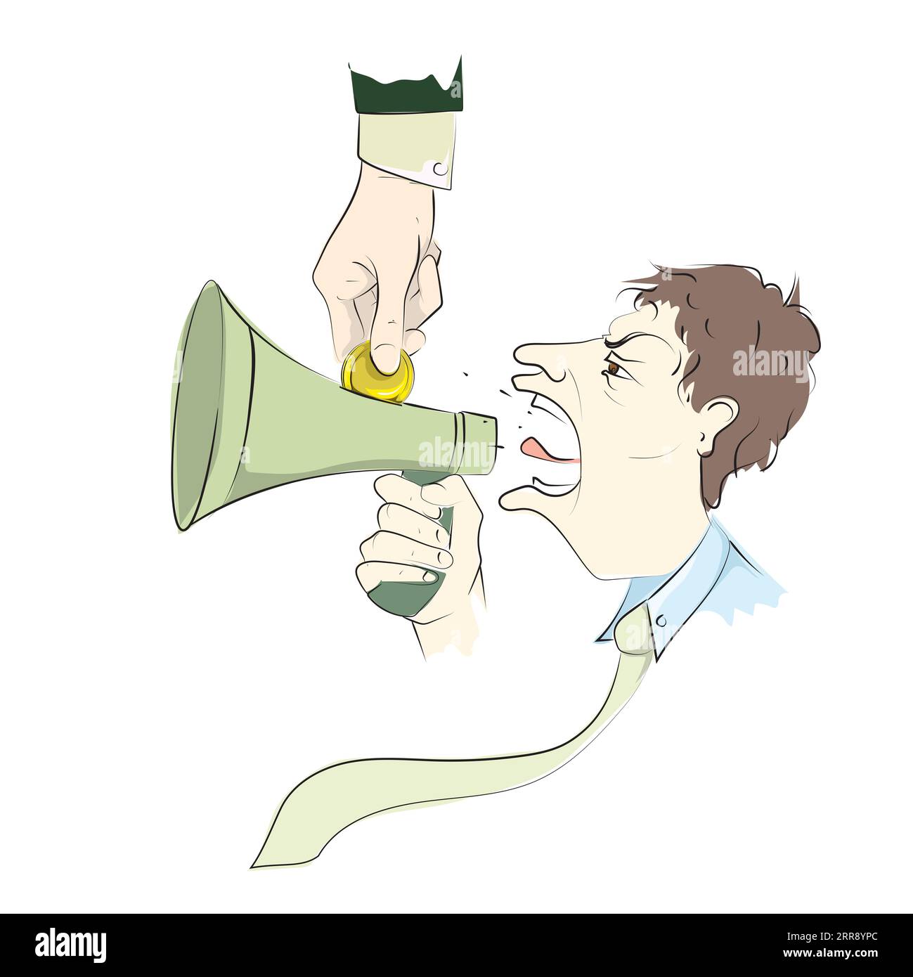 Cartoon angry man talking with megaphone Stock Photo - Alamy
