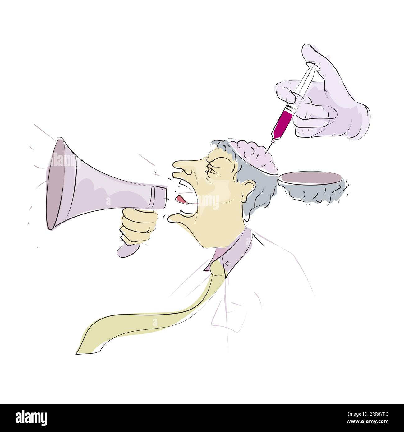 Cartoon angry man talking with megaphone Stock Photo - Alamy