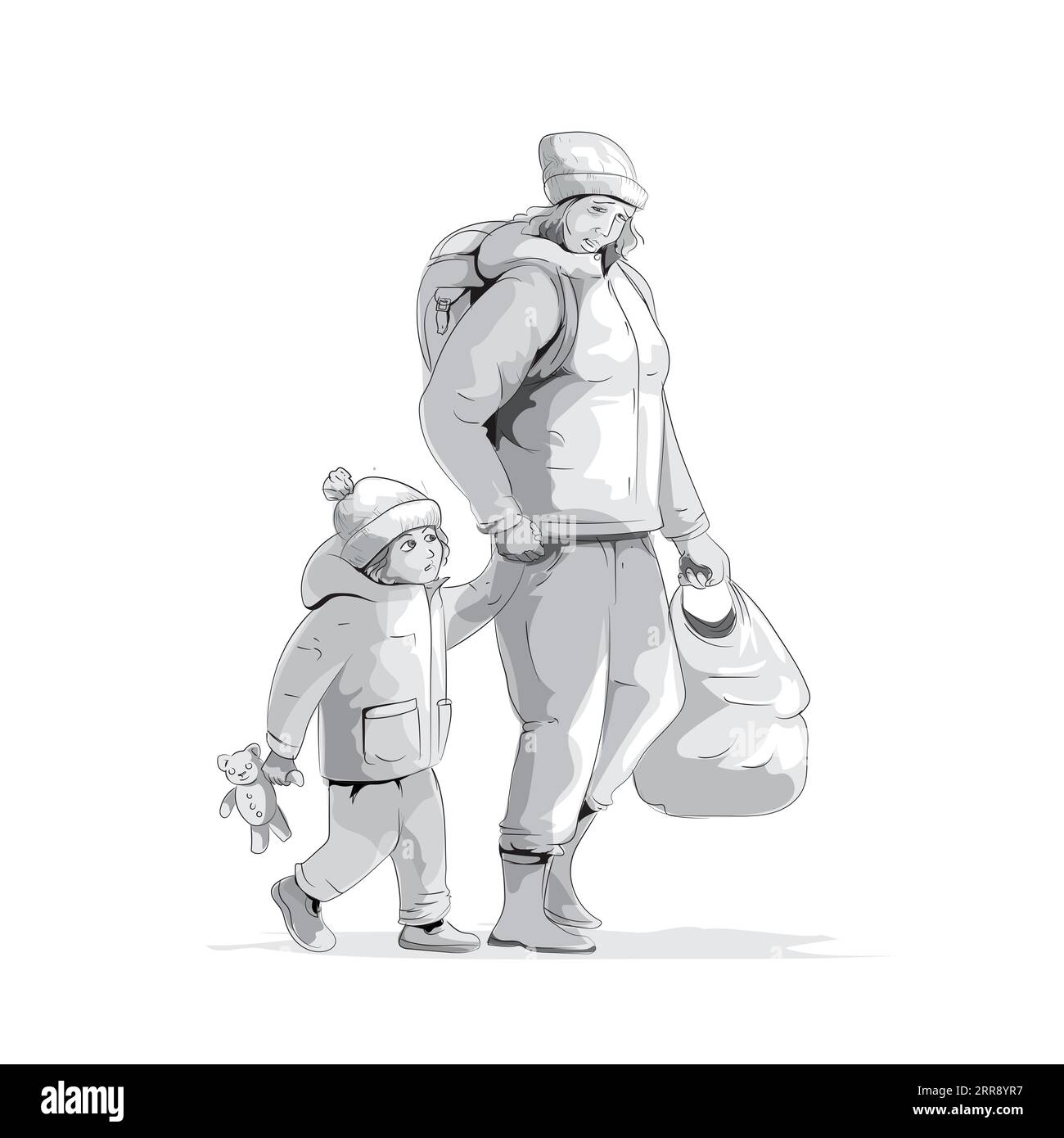 Mother daughter conflict sketch Cut Out Stock Images & Pictures - Alamy