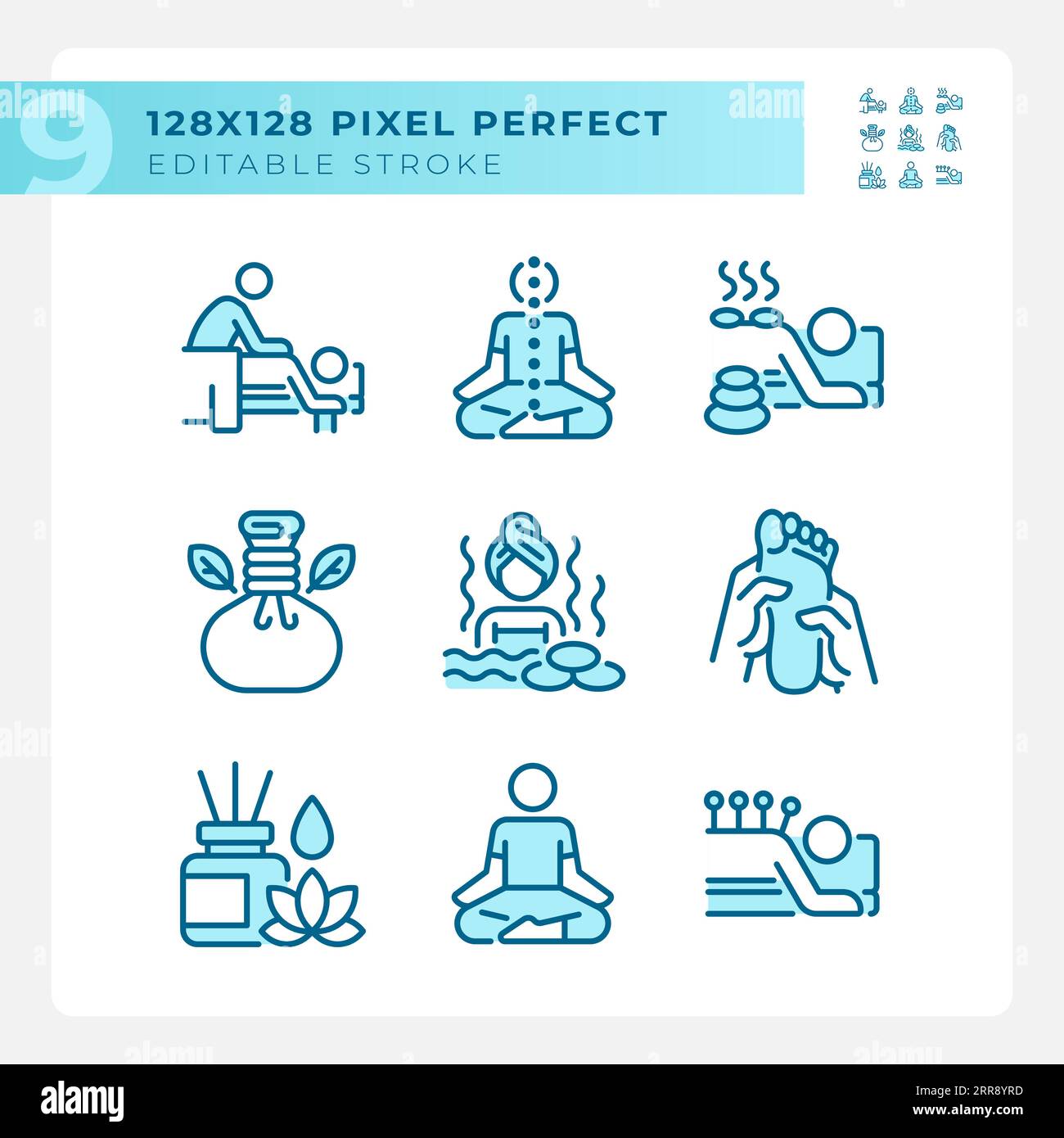 Editable blue meditation icons set Stock Vector Image & Art - Alamy