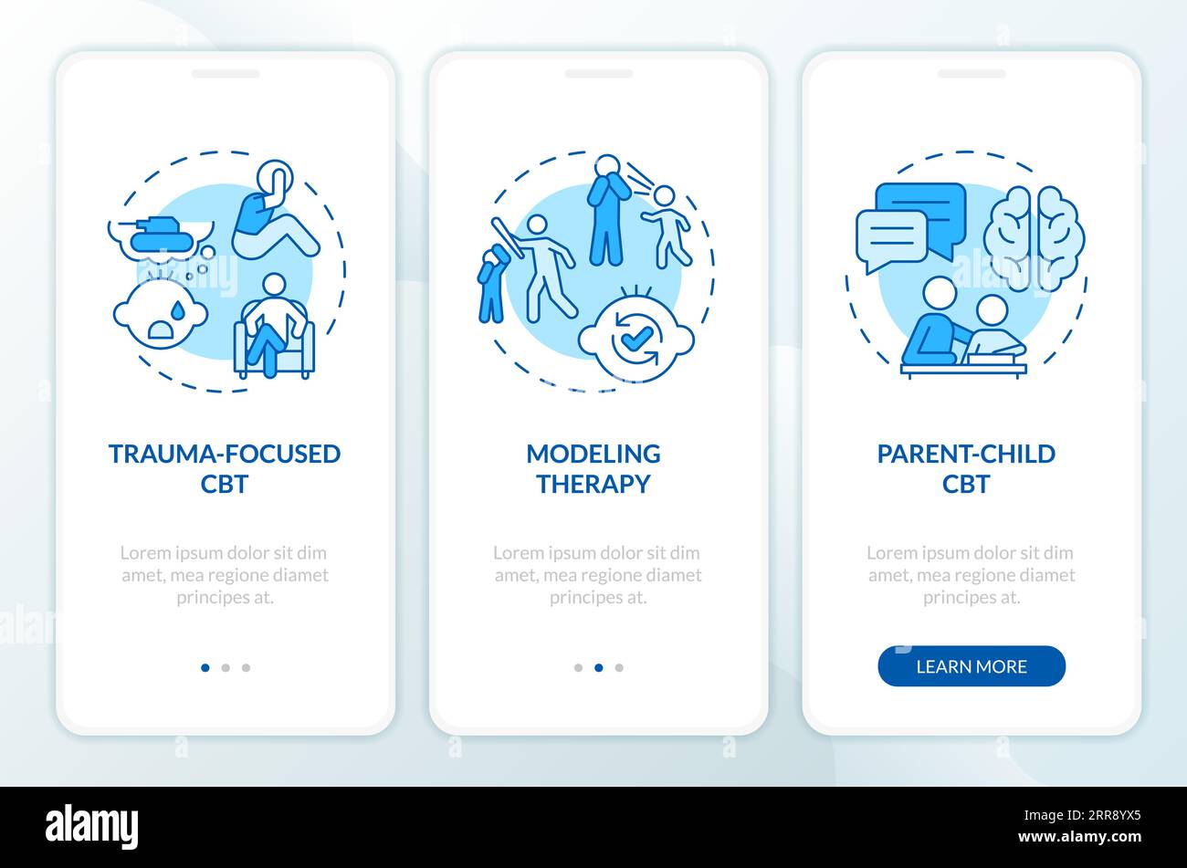 Walkthrough behavioral therapy with line icons concept Stock Vector ...