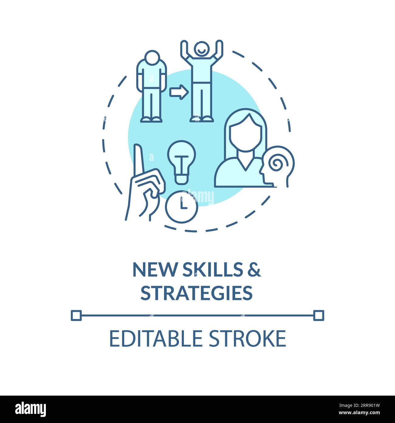 2D new skills and strategies blue line icon concept Stock Vector Image ...