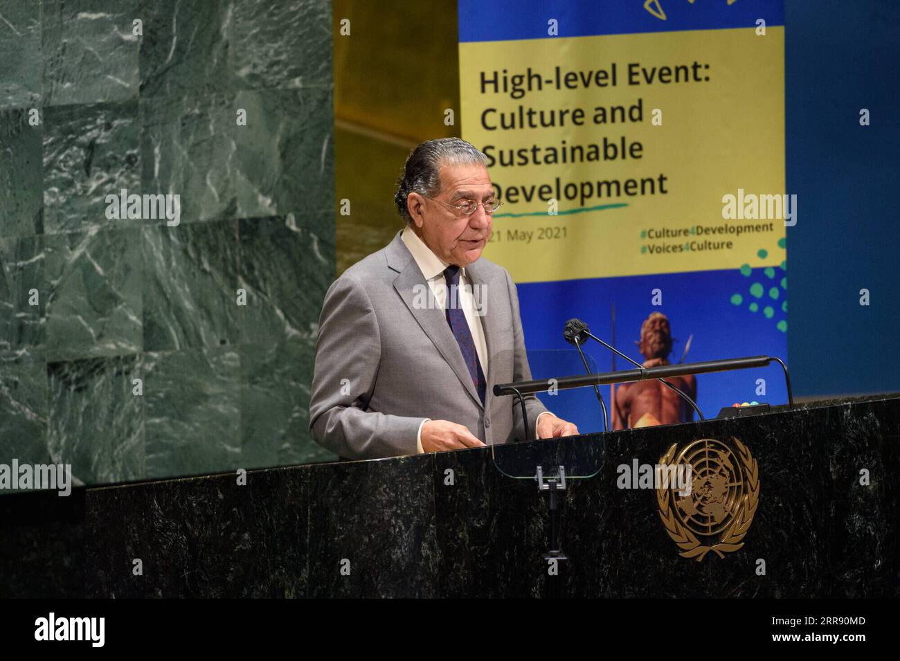 210521 -- UNITED NATIONS, May 21, 2021 -- Munir Akram, President of ...