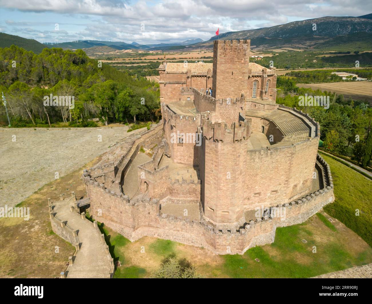aerial view of the beautiful castle Javier in Navarra, Spain Stock ...