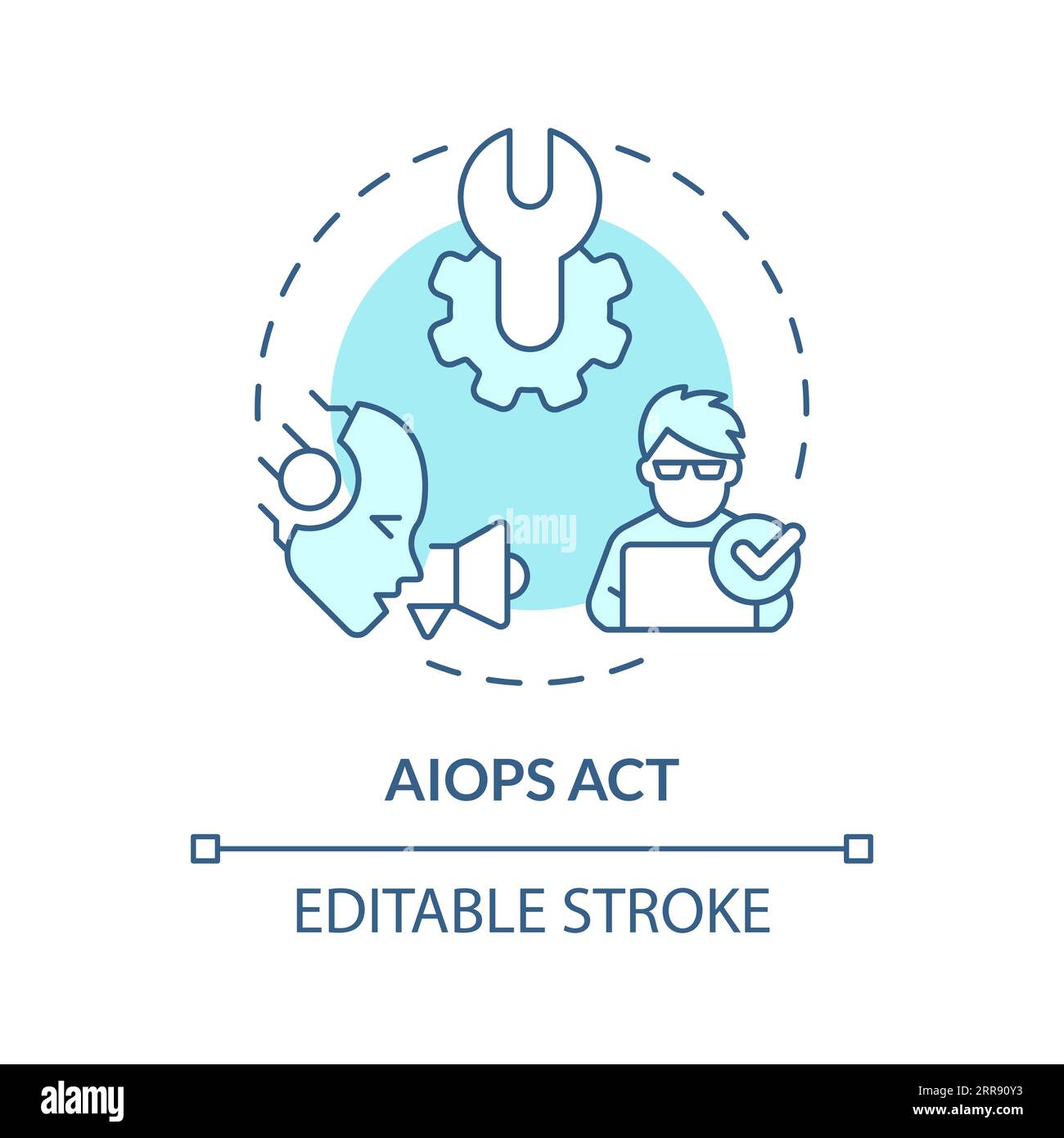 2D thin linear blue AI ops act icon Stock Vector Image & Art - Alamy