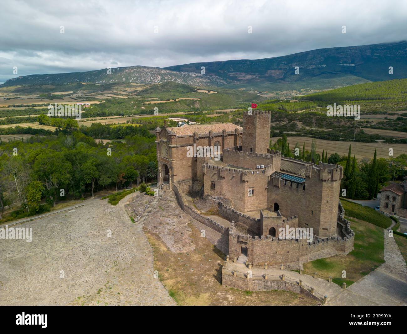 aerial view of the beautiful castle Javier in Navarra, Spain Stock ...