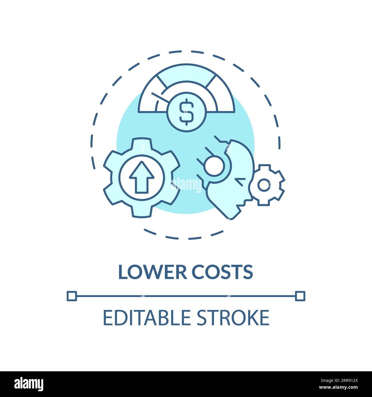 2D thin linear blue lower costs icon Stock Vector Image & Art - Alamy