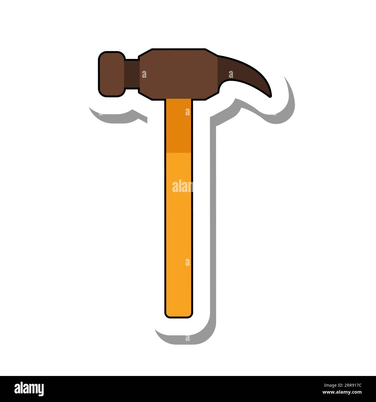 Construction hammer for car repair shop flat paper sticker icon Stock ...