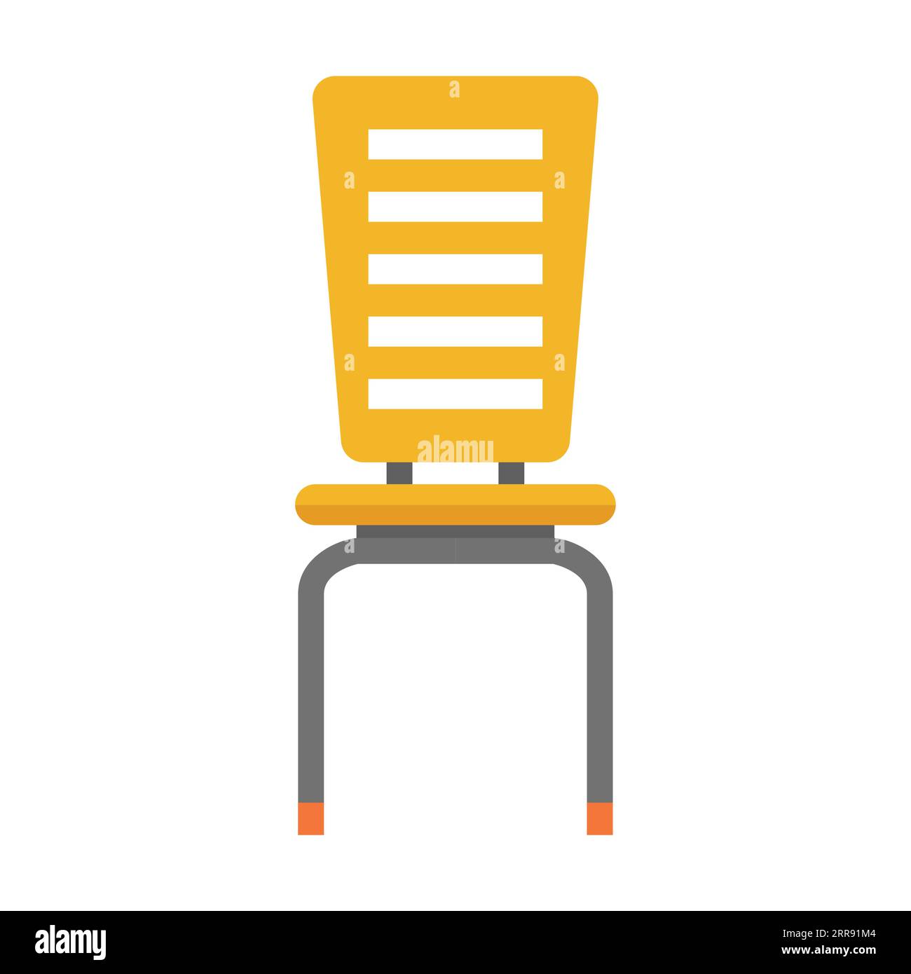Front view of yellow kitchen chair with back flat vector icon Stock ...