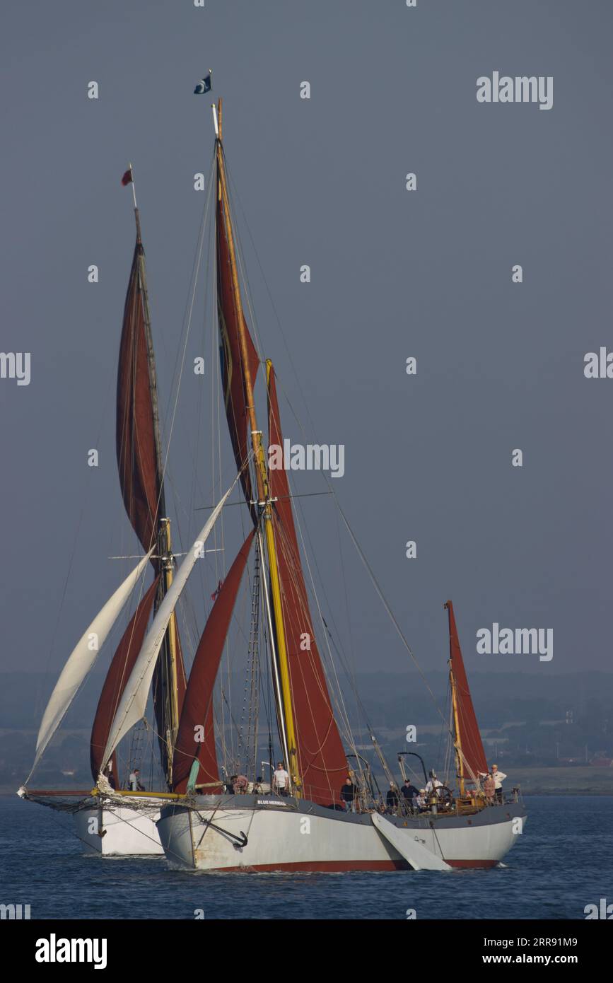 The Thames sailing barge Blue Mermaid in full sail, Blackwater Barge ...