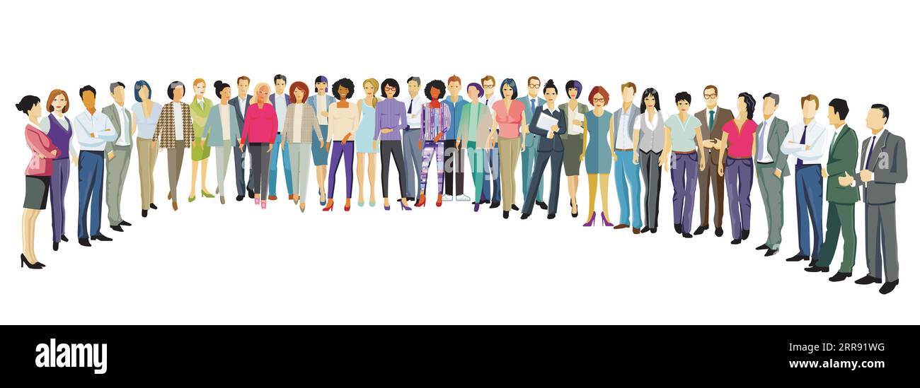 Diverse Business People Standing Together Illustration Isolated On