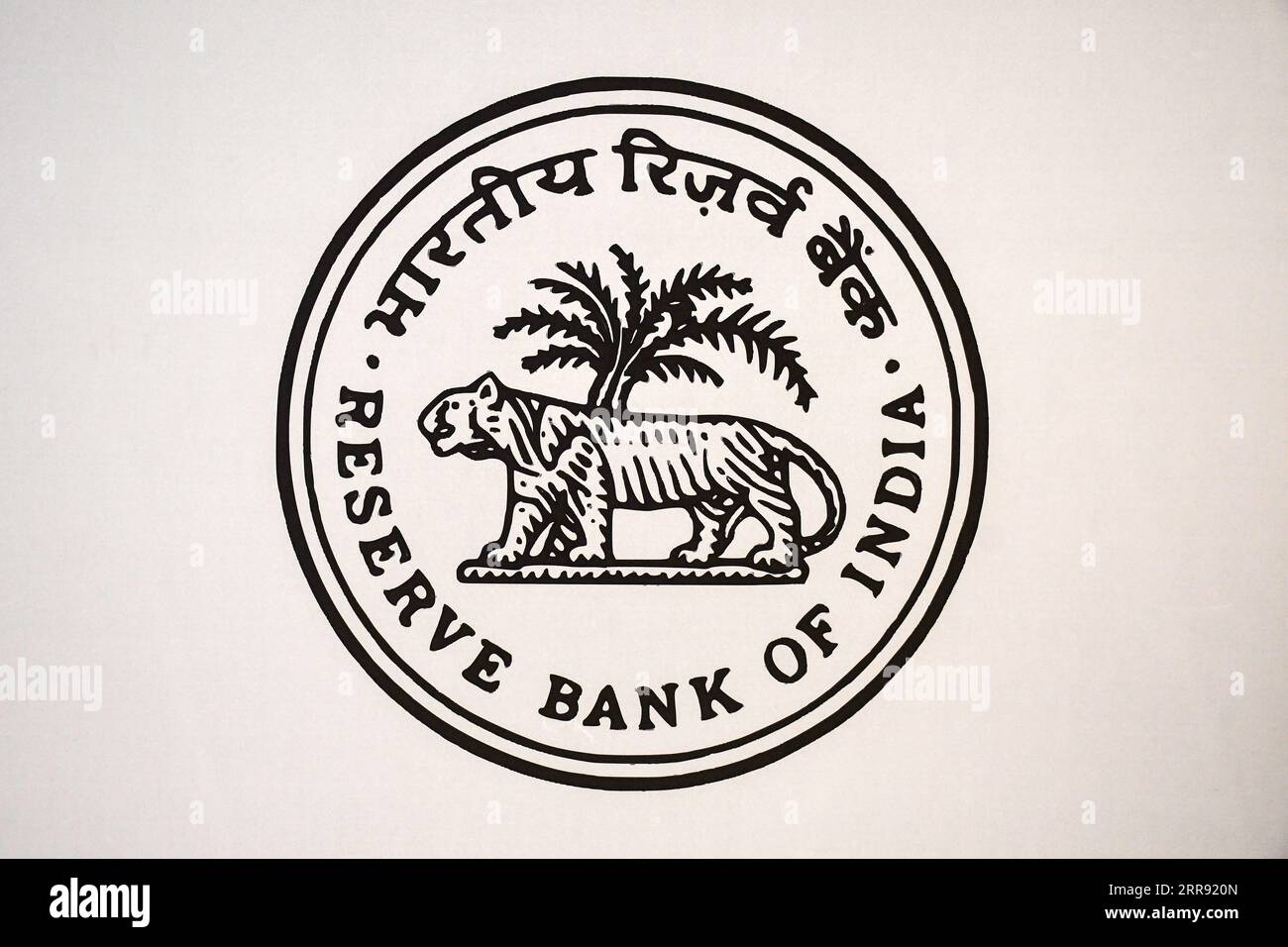 'Reserve Bank of India' (RBI) logo is seen at Global Fintech Fest (GFF ...
